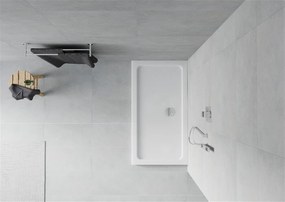 Mexen SLIM - Obdélníková sprchová vanička 140x70x5cm + chromový sifon, bílá, 40107014