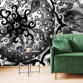 Samolepící tapeta černobílá Mandala - 150x100 cm