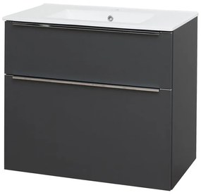 Mereo Mereo, Mailo, koupelnová skříňka s keramickým umyvadlem 81 cm, bílá, dub, antracit, CN531