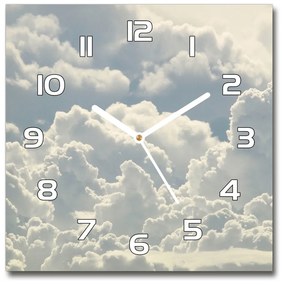 Wallmuralia Skleněné nástěnné hodiny čtverec Oblaka 30x30 cm