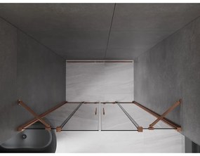 Mexen Velar Duo, posuvné sprchové dveře do otvoru 140 cm, 8mm šedé sklo, růžové zlato, 871-140-000-42-60