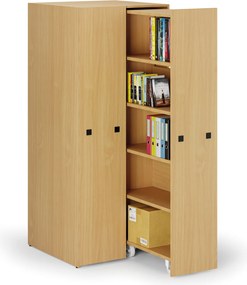 Velkokapacitní skříň s výsuvnými regály, 841 x 846 x 2000 mm, buk