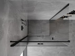 Mexen Mist-F T, 1-křídlý ​​skládací sprchový kout levý 120 x 110 cm, čiré sklo, černý profil, 8A6T-120-110-70-00-L