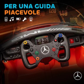AIYAPLAY dětské elektrické auto 3-8 let Mercedes-AMG 12V s dálkovým ovládáním, LED světly, transportními kolečky, oranžová