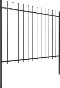 Zahradní plot s kopím nahoře ocelový 1506 x 150 cm černý 277637