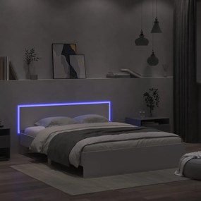 vidaXL Rám postele s čelem a LED osvětlením bílý 160 x 200 cm