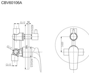 Mereo Eve sprchová podomítková baterie s přepínačem Mbox kulatý kryt mosaz chrom CBV60106A