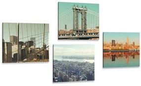 Set obrazů výhled na město New York - 4x 40x40 cm
