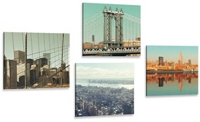 Set obrazů výhled na město New York - 4x 60x60 cm