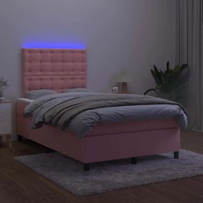 Box spring postel s matrací a LED růžová 120 x 190 cm samet 3270340