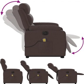 Elektrické zvedací masážní polohovací křeslo tmavě hnědé textil 3205021