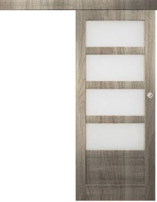 posuvné interiérové dveře na stěnu vasco doors BRAGA model 5 Průchozí rozměr: 70 x 197 cm, Orientace dveří: Levé dveře, Dekor: Dub šedý