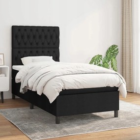 Box Spring Postel S Matrací Černá Textil Černá Prošívaný design 90 x 190