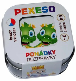 Pexeso Pohádky 64 karet společenská hra v plechové krabičce 6,5x6,5x4cm 9ks v boxu