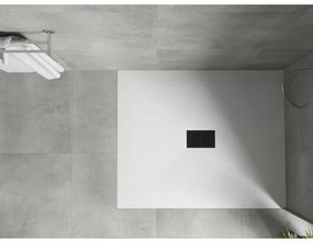 Mexen Hugo, obdélníková sprchová vanička SMC 120 x 100 cm, bílá, černá krytka, 42101012-B