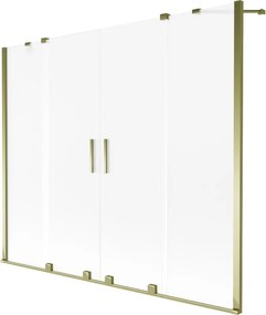 Mexen, Mexen Velar Duo parawan nawannowy 2-skrzydłowy rozsuwany 200 x 150 cm, szron, złoty - 896-200-000-32-50
