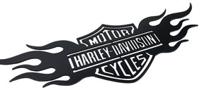 Živá Zeď Dřevěná nástěnná dekorace Harley Davidson oheň černý