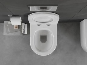 Mexen Sofia, závěsná WC mísa 490x360x355 mm, Rimless Tornádo + toaletní WC sedátko z duroplastu, bílá lesklá, 30540500