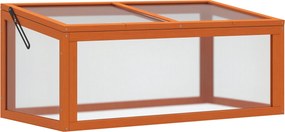 Mini skleník Outsunny ze dřeva a polykarbonátu 90 x 46 x 40 cm - Odolný box pro sadbu do zahradního záhonu Oranžový | Aosom