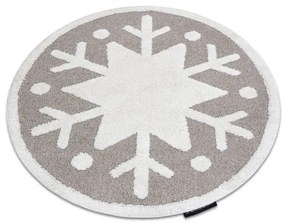 Kulatý dětský koberec JOY Sněhová vločka sníh béžový krémový Rozměr: průměr 120 cm