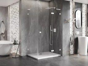 Mexen Lunar L, pravý výklopný sprchový kout 75 x 80 cm, 8mm čiré sklo, bílý profil, 834L-075-080-20-00-P