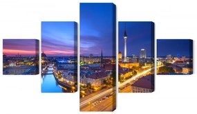Vícedílný obraz Berlínské Panorama Při Západu Slunce Nedostatek Nedostatek Přírodní plátno 150x90
