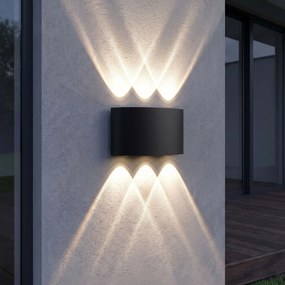 Toolight Toolight, JNH040-6G, venkovní LED nástěnné svítidlo nahoru/dolů, 6 LED, 12 W, 4000 K, IP44, černá matná, OSW-56231