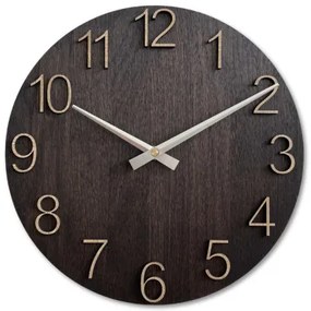 Luxusní dřevěné nástěnné hodiny Wenge – Černý design I SENTOP MAS016-OSMO-3169-heads-silver