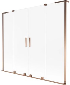 Mexen Velar L Duo, 2-křídlová posuvná vanová zástěna 180 x 150 cm, 8mm sklo námraza, růžové zlato, 896-180-003-32-60