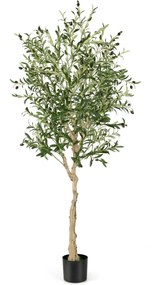 Costway Umělý olivovník s 1296 listy a 72 plody Olivovníky 182 cm, zelený