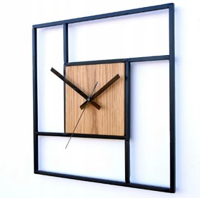 M.Clock Nástěnné hodiny čtverec 33,5x33,5cm kovově-dřevěné