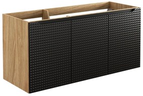 COMAD Závěsná skříňka pod umyvadlo - LUXOR 82-120-3D black, šířka 120 cm, matná černá/olejovaný dub
