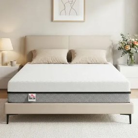 HOMCOM Matrace 140x200 cm H3 středně tvrdá, výška 20 cm, ergonomická, prodyšná z gelové paměťové pěny, Öko-Tex & CertiPUR