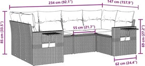 6dílná zahradní sedací souprava s poduškami černá polyratan 3252913