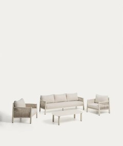 Béžový/krémový zahradní lounge set z masivu akácie pro 5 osob Aleria – Kave Home