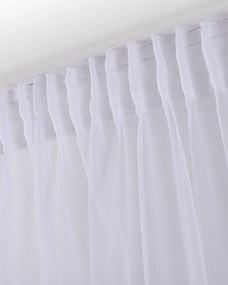 Záclona voálová jednoduchá s řasící páskou barva bílá látka poloprůhledná, pletený vzor, vzorované