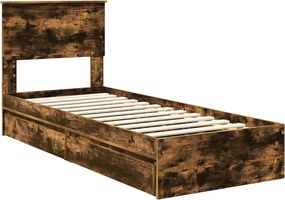 Postel s úložným prostorem se zásuvkou Kouřový dub 75 x 190 cm 3410851