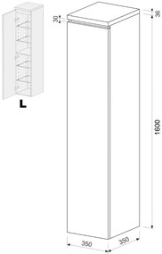 Intedoor OPERA, koupelnová skříňka vysoká - levá - OP SV 35 1D L OP SV 35 1D L