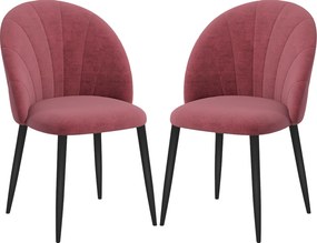 HOMCOM Sada 2 jídelních židlí, moderní kuchyňské židle s designem skořápky a kovovými nohami, židle potažené sametovou tkaninou do kuchyně, ložnice, k