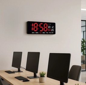JVD Digitální černé hodiny s LED červenými číslicemi JVD DH3604.1