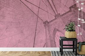 Fototapeta Brooklyn Bridge Grunge Pink Samolepící tapety 90x60