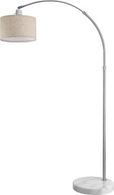 Design Oblouková stojací lampa šedý len 150-175cm nastavitelný