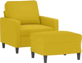 Křeslo s podnožkou žluté 60 cm samet 3201051