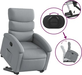 Zvedací polohovací křeslo světle šedé textil 3203978