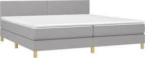 Box spring postel s matrací a LED světle šedá 200x200 cm textil 3133581