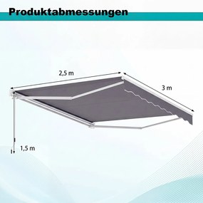 Costway Markýza s klikou výsuvná markýza hliníková terasová sluneční