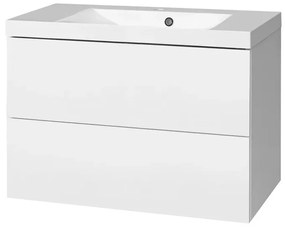 Mereo Aira, koupelnová skříňka s umyvadlem z litého mramoru 81 cm, bílá - CN711M