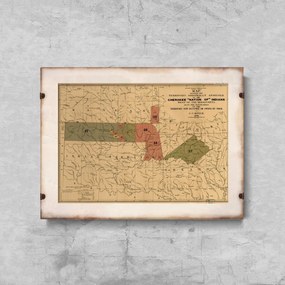 Retro plakát Stará mapa národa Indian Cherokee