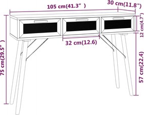 vidaXL Konzolový stolek 105x30x75 cm borovice a přírodní ratan [345628] Barva: Černá