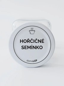 Samolepka na kořenky HOŘČIČNÉ SEMÍNKO průhledná 5 cm tučné písmo